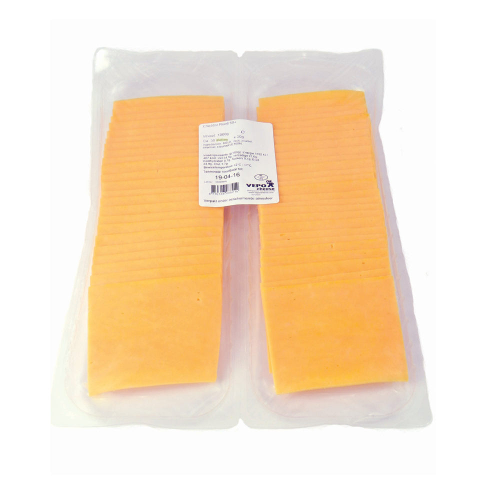 Rød cheddar i skiver - Lactalis Foodservice